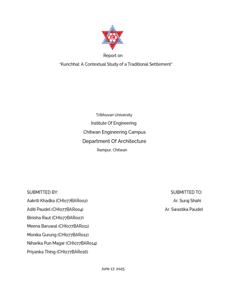 Kunchhal Village: Traditional Settlement Study | PDF | Framing ...