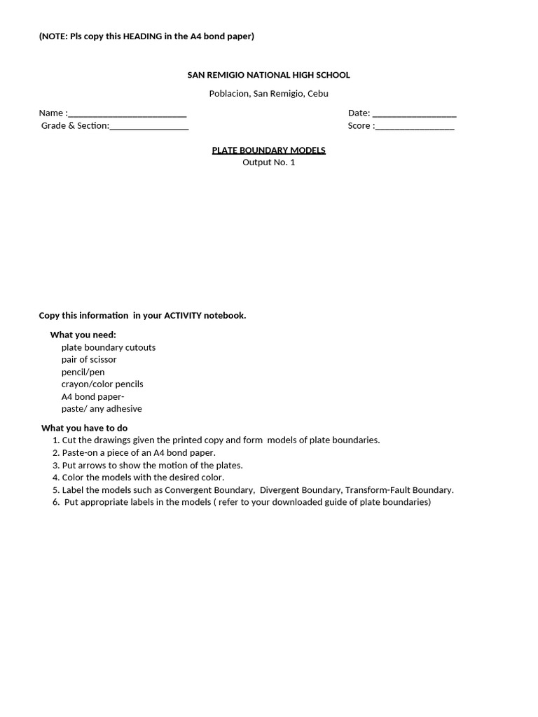 Plate Boundary Models Output 1 | PDF