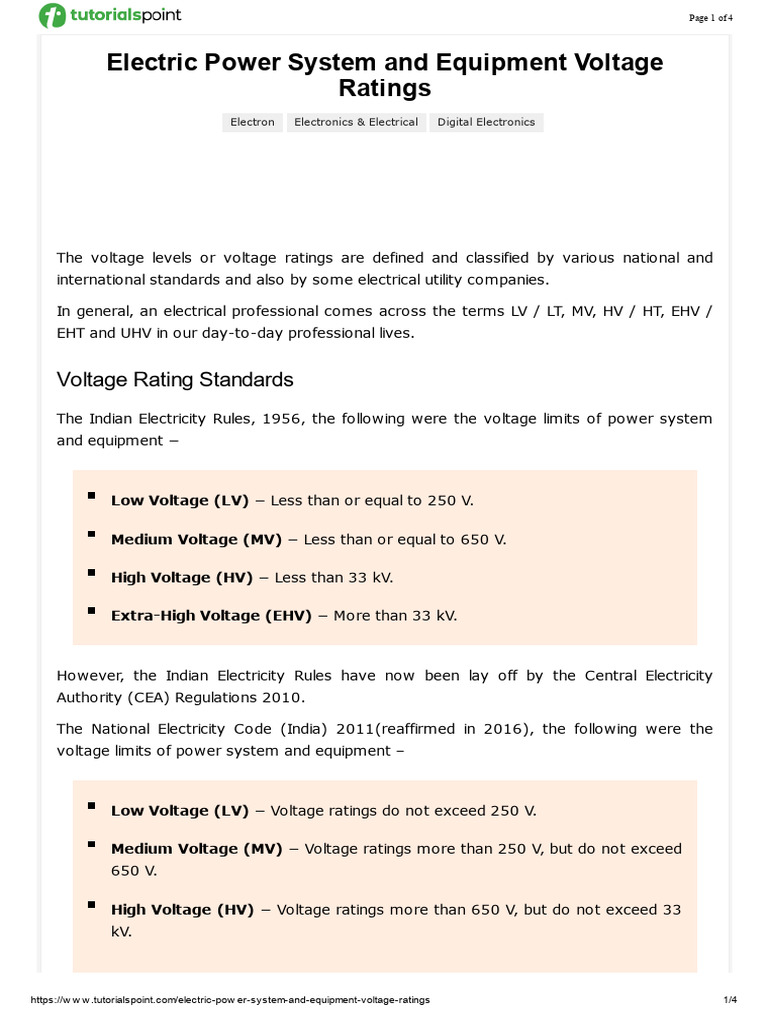 Voltage Classification Standards in India | PDF | Electric Power ...