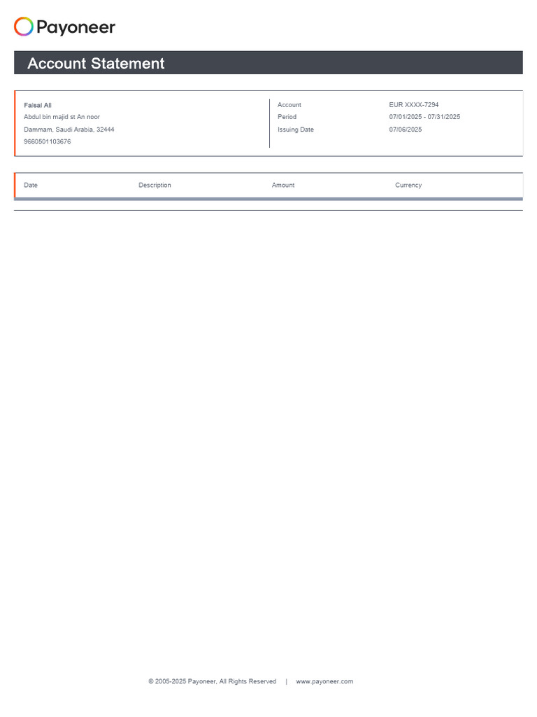 Payoneer Statements | PDF