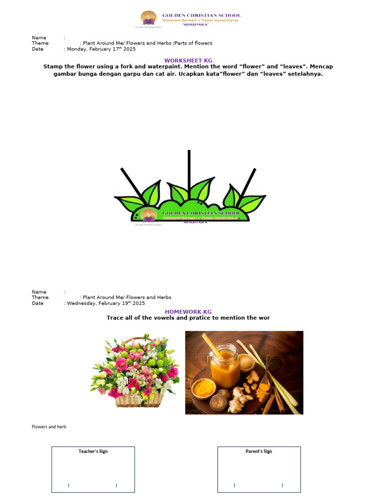 Worksheet Tanaman Hias-Apotek Hidup PG | PDF