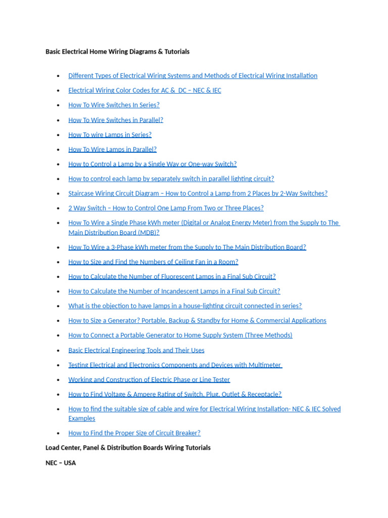 Basic Electrical Home Wiring Diagrams | PDF