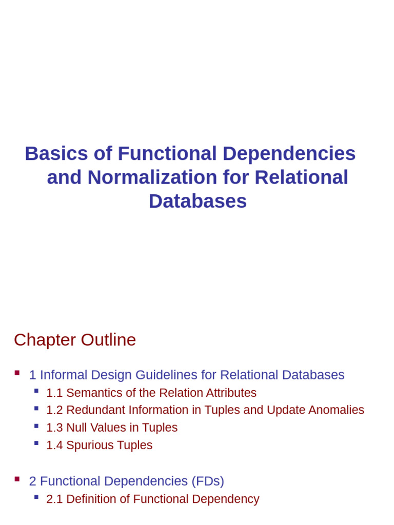 Functional Dependencies and Normilization | PDF | Relational Model | Data Management