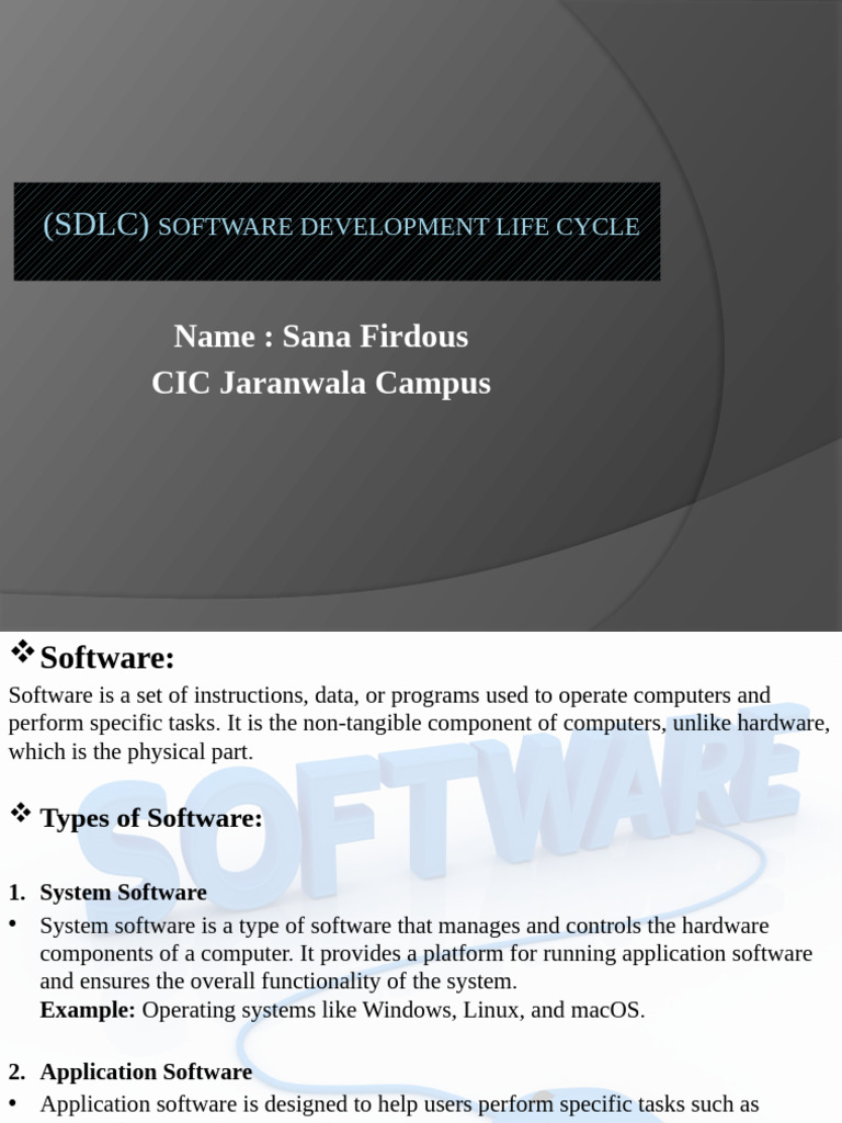 SDLC) Software Development Life Cycle | PDF | Software Development | Software