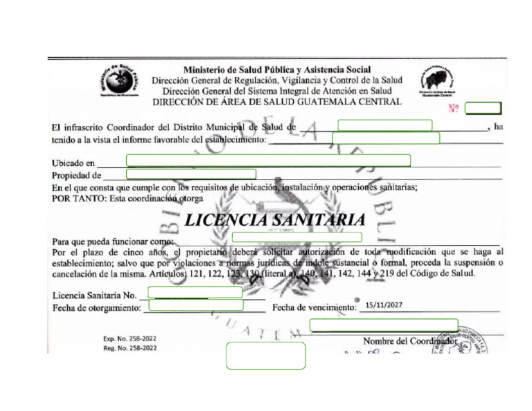 Licencia Sanitaria 2025 | PDF