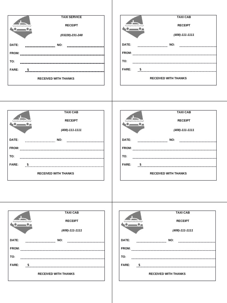 Taxi Bill Template Word | PDF