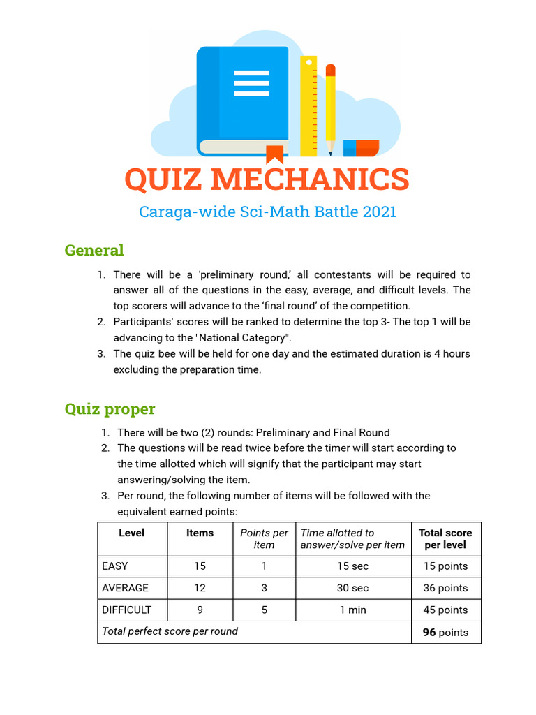 Caraga Sci-Math Battle 2021 Guide | PDF