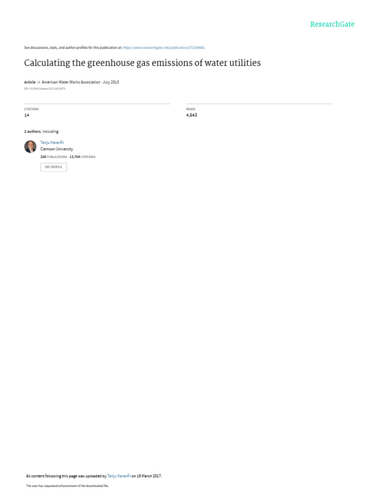 CO2 Emissions Calculation for Water Utilities | PDF | Greenhouse Gas ...