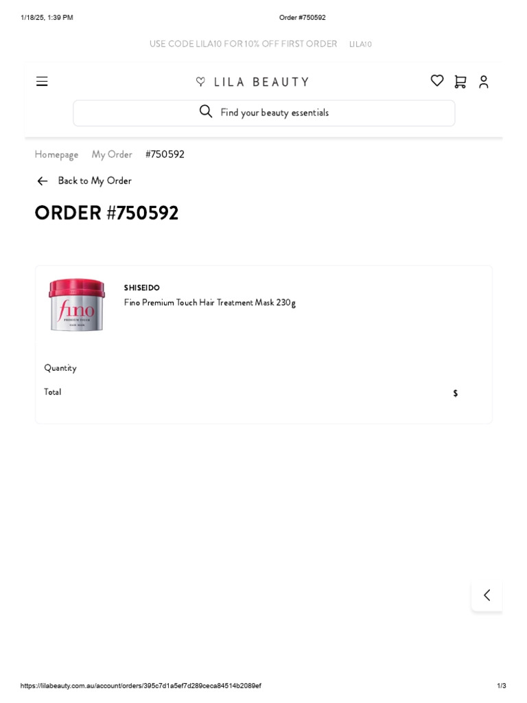 Order #750592 - Lila Beauty - Account | PDF