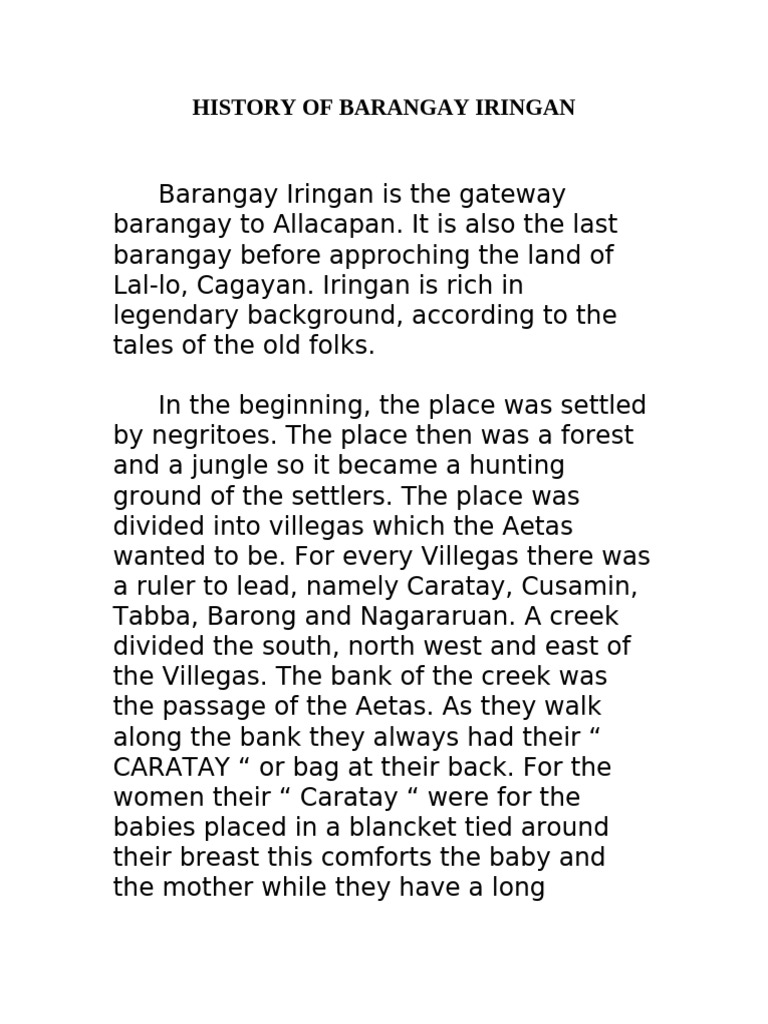 History of Barangay Iringan | PDF