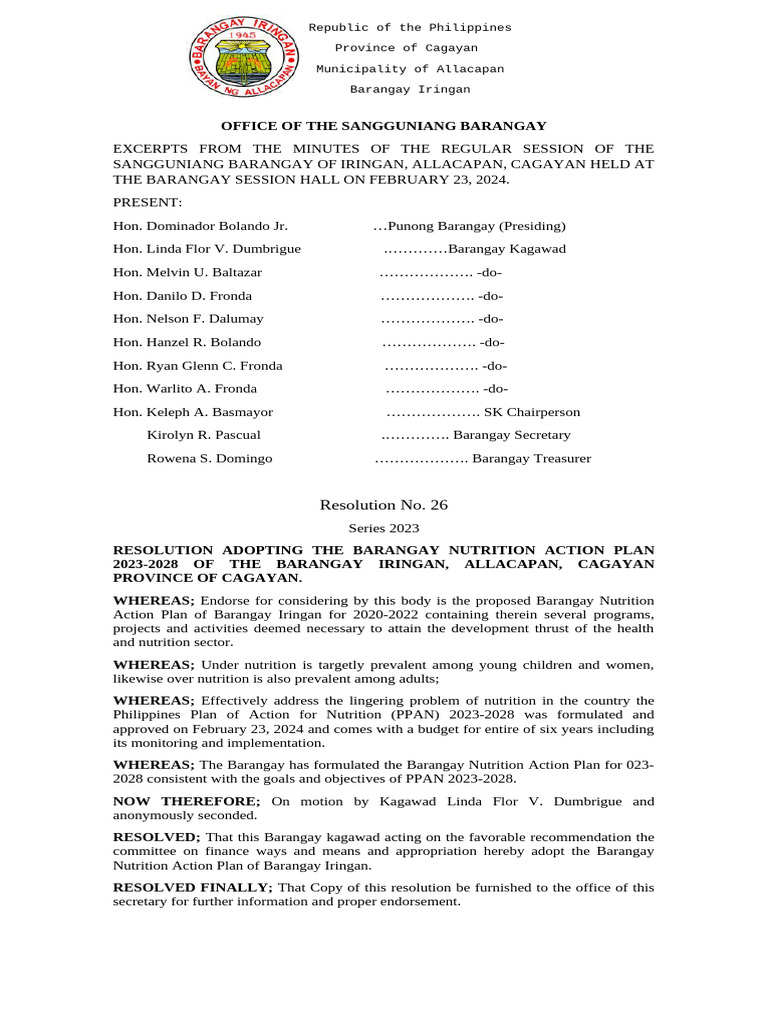 Office of The Sangguniang Barangay | PDF