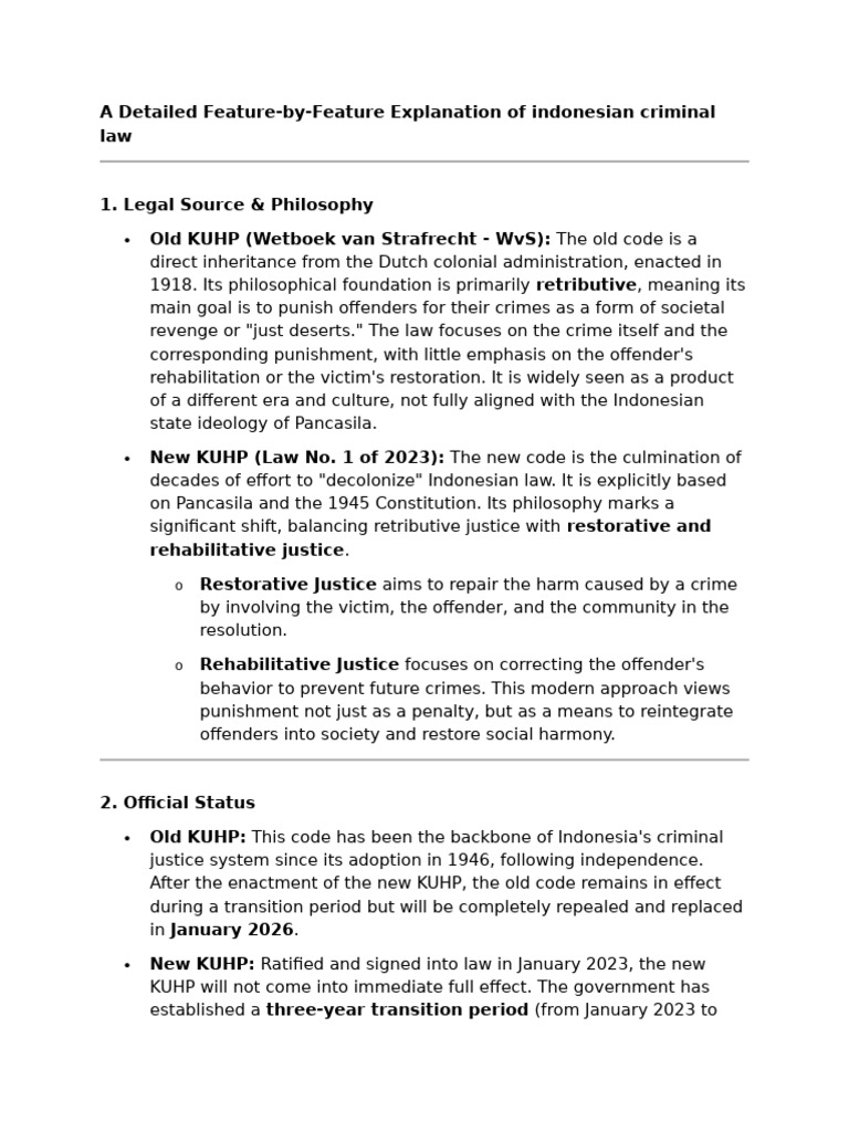Indonesian Criminal Law: Key Changes Explained | PDF | Crimes | Crime ...