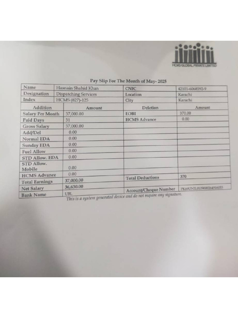 Payslip May 2025 | PDF