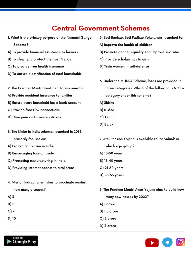 Central Govt Schemes | PDF