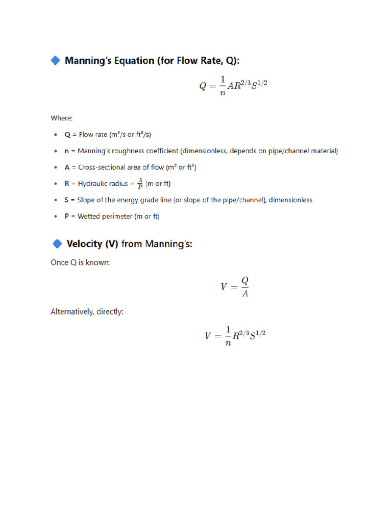 Manning Equation | PDF