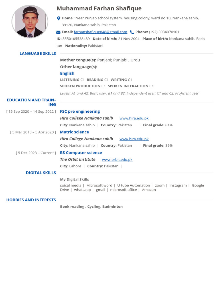 Farhan Euro CV | PDF