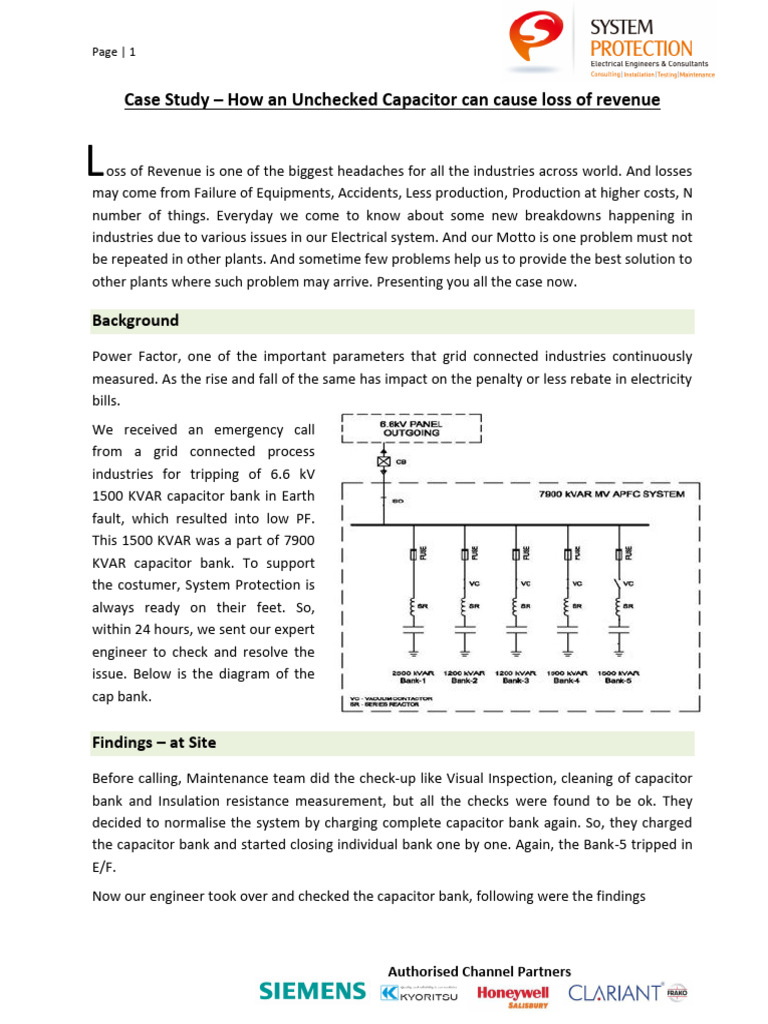 Capacitor Bank Fault Case Study Avinash | PDF | Capacitor | Capacitance