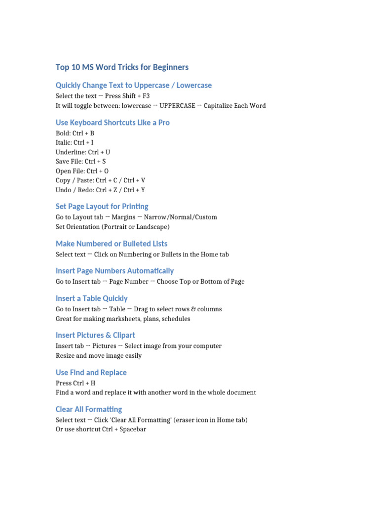 MS Word Tricks Beginner | PDF