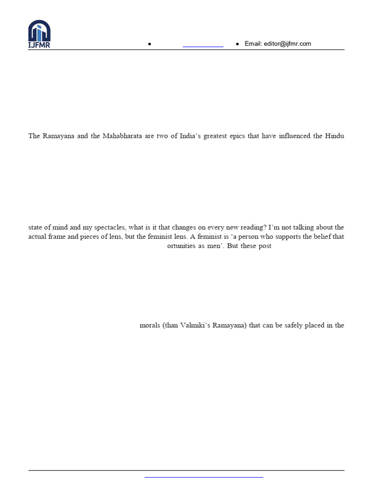 Feminist Discussion of Ramayanm - Epic | PDF | Sita | Ramayana