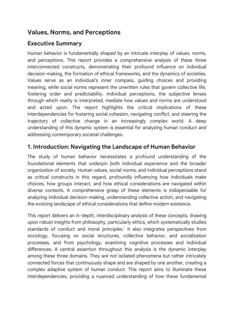 Values, Norms, and Perceptions Analysis | PDF | Perception | Justice