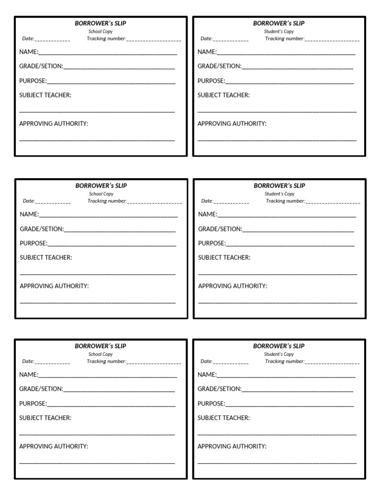 Borrower's Slip | PDF