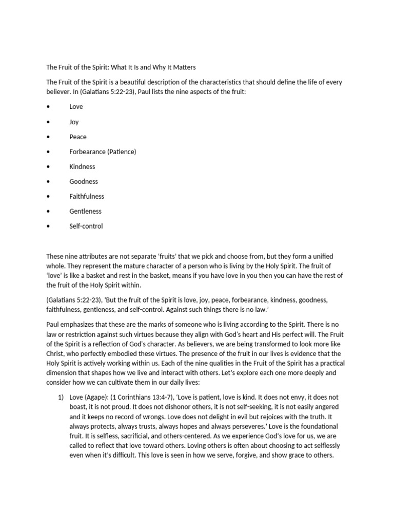 Understanding the Fruit of the Spirit | PDF | Fruit Of The Holy Spirit ...