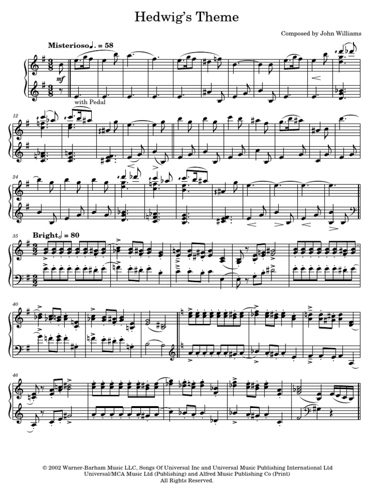 Hedwigs Theme John Williams Piano Solo 1751847391304 | PDF | Keyboard Instruments | Piano