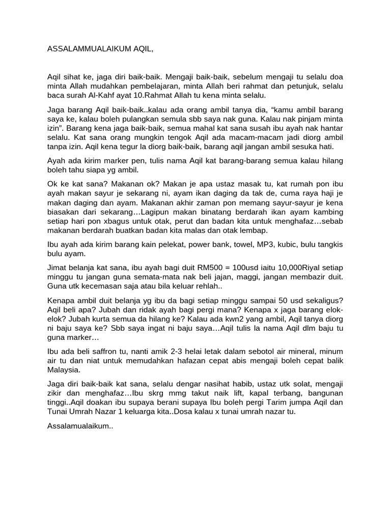Assalammualaikum Aqil 2 | PDF