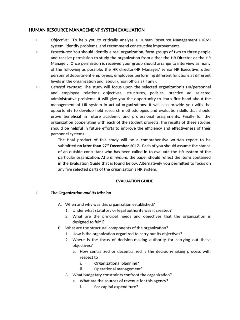 GRP - Assig - HRM System Evaluation | PDF | Employment | Salary