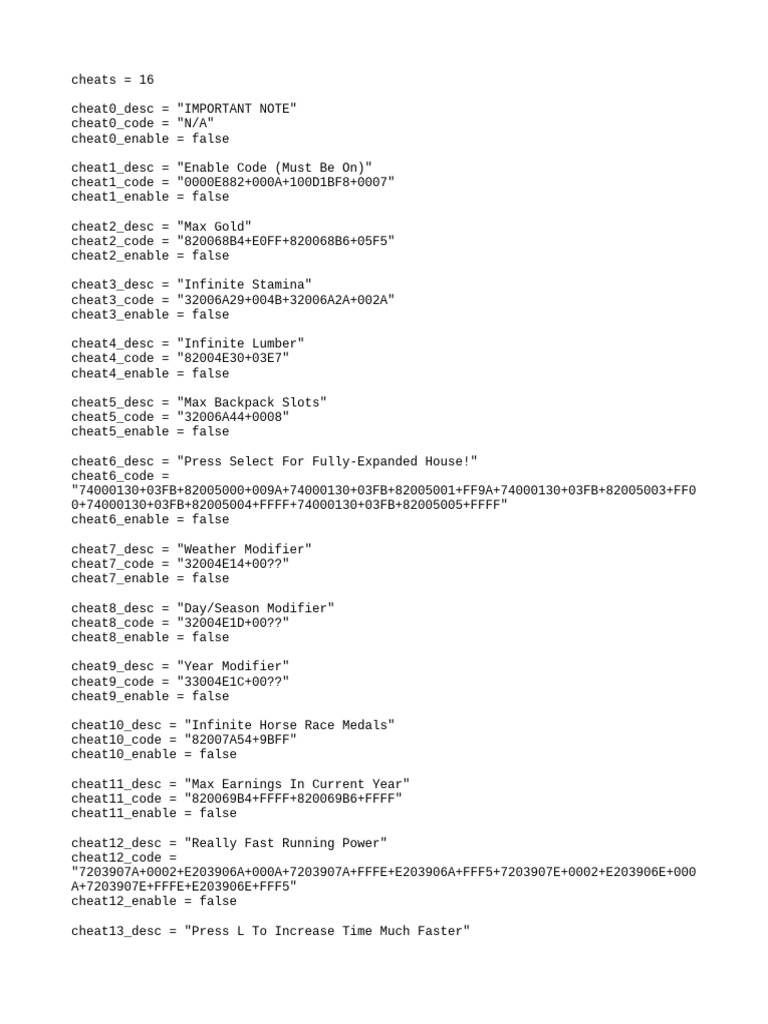 Harvest Moon Cheat Codes Guide | PDF