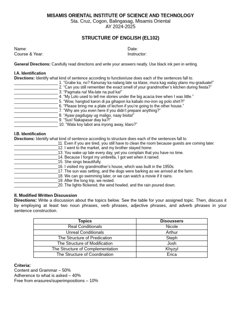 English Sentence Structure Guide | PDF | Verb | Adverb