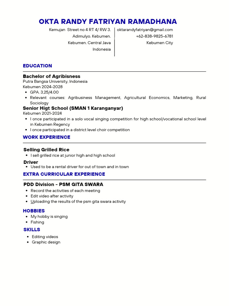 CV OKta Randy Fatriyan Ramadhana | PDF