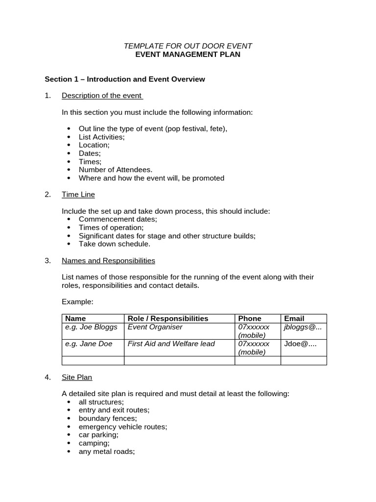 Event Safety Plan Template | PDF | Waste | Sanitation