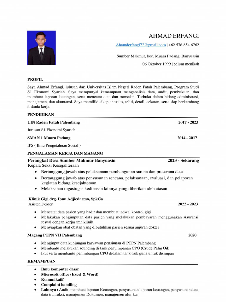 CV Ahmad Erfangi. | PDF
