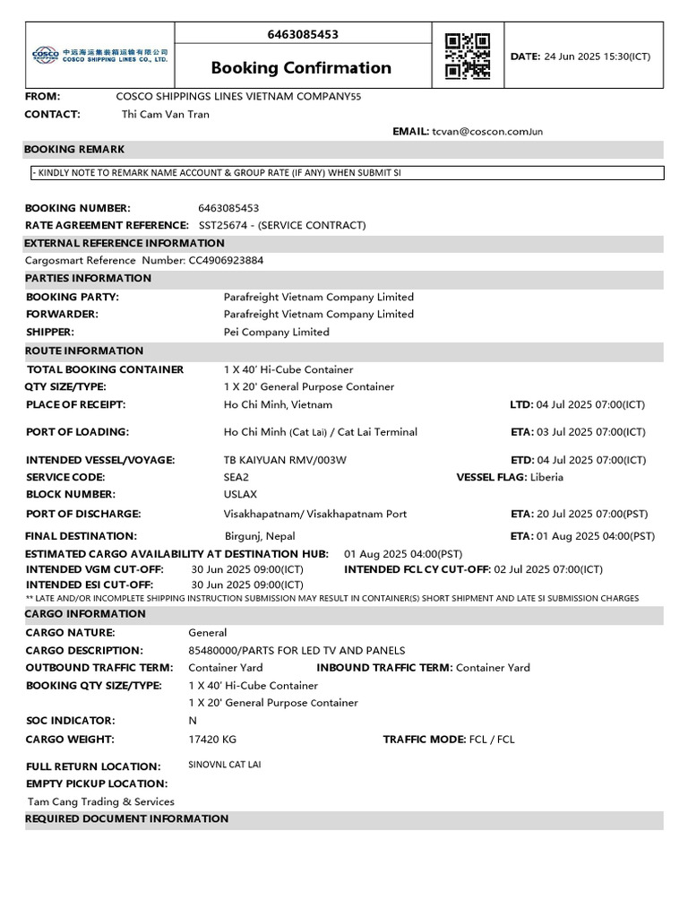 Booking Confirmation | PDF