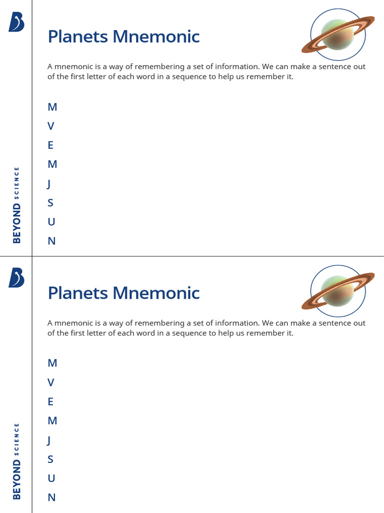 Planets Mnemonic Worksheet | PDF