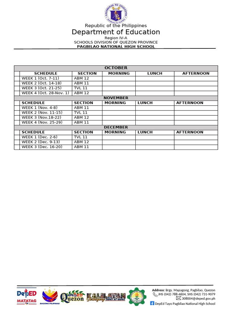 CR Schedule | PDF