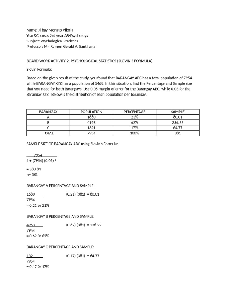 Boardwork Activity 2 Slovins | PDF