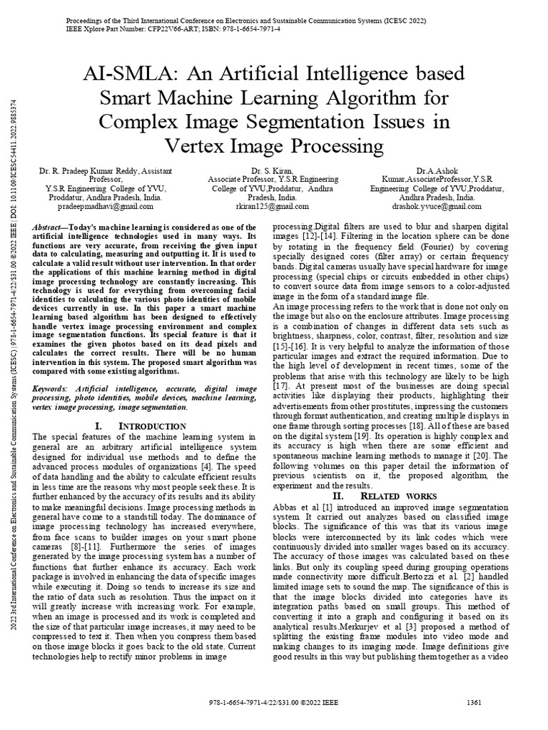 AI-SMLA An Artificial Intelligence Based Smart Machine Learning Algorithm For Complex Image ...