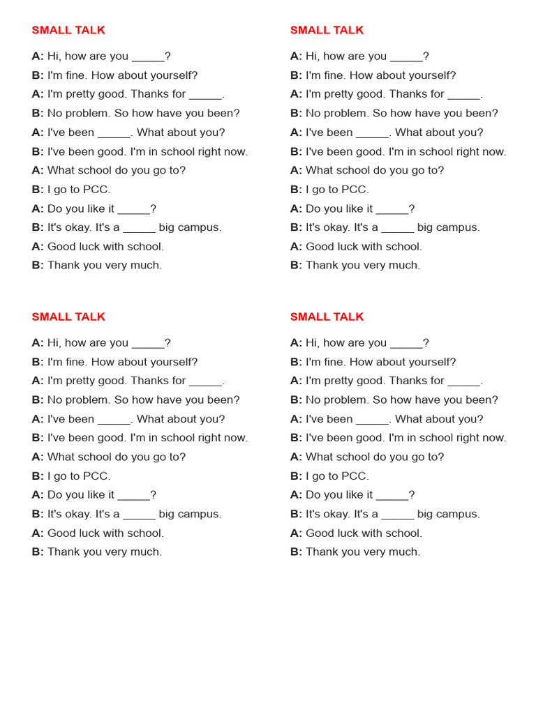 Small Talk Conversation Examples | PDF