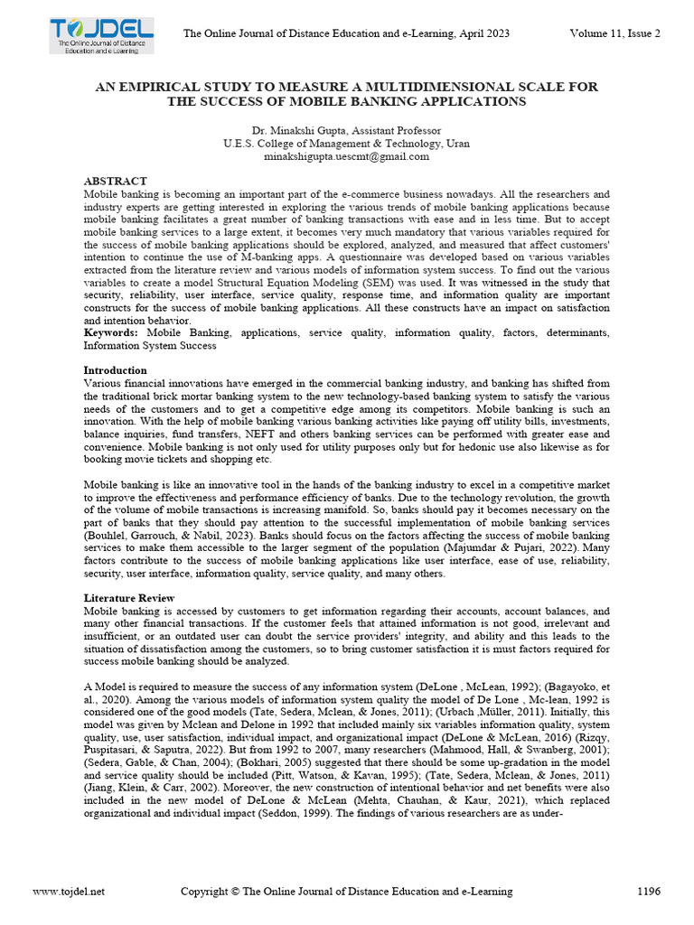 An Empirical Study To Measure A Multidimensional Scale For Success of ...