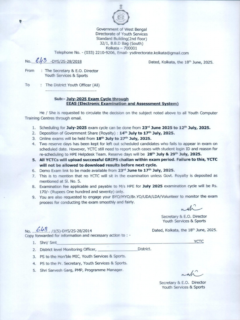 643-DYS July-2025 Exam Cycle Through EEAS 0001 | PDF