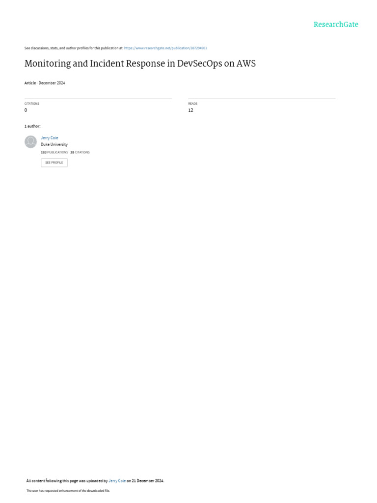 Monitoring and Incident Response in Dev Se Cops On Aws | PDF | Computer ...