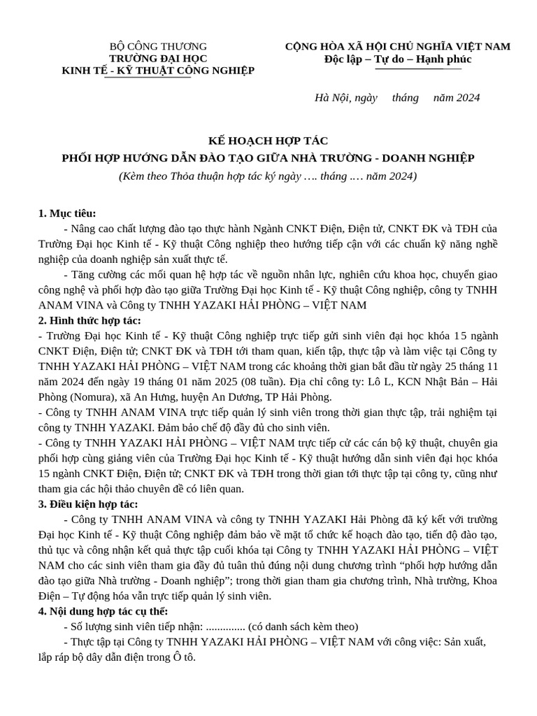 2. TTDN.02 Kế hoạch hợp tác UNETI - ................ | PDF