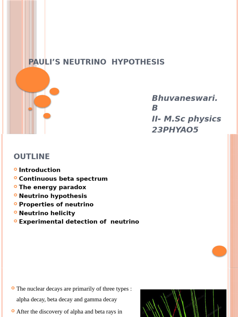 Pauli's Neutrino Hypothesis Explained | PDF | Neutrino | Radioactive Decay