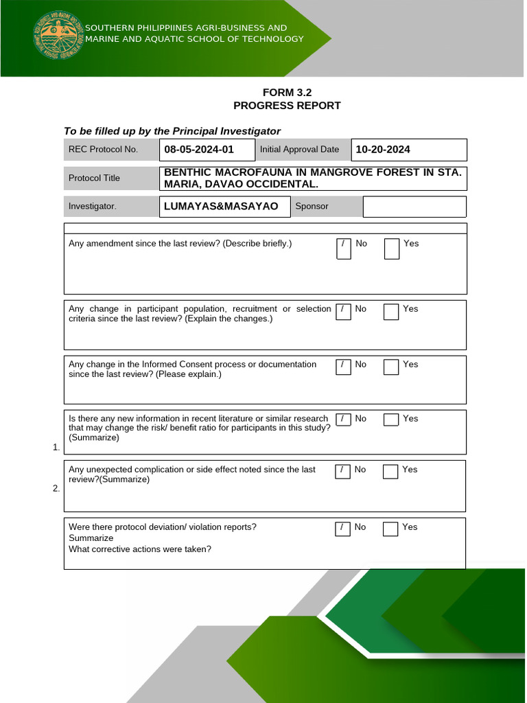 Form-3.2-Progress-Report-LUMAYAS, MASAYAO | PDF | Patient Safety | Health Care