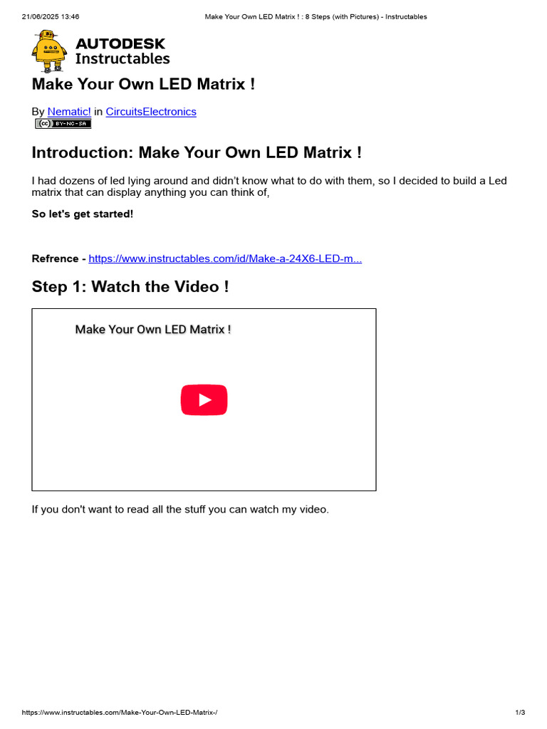 DIY LED Matrix Creation Guide | PDF | Printed Circuit Board | Matrix ...