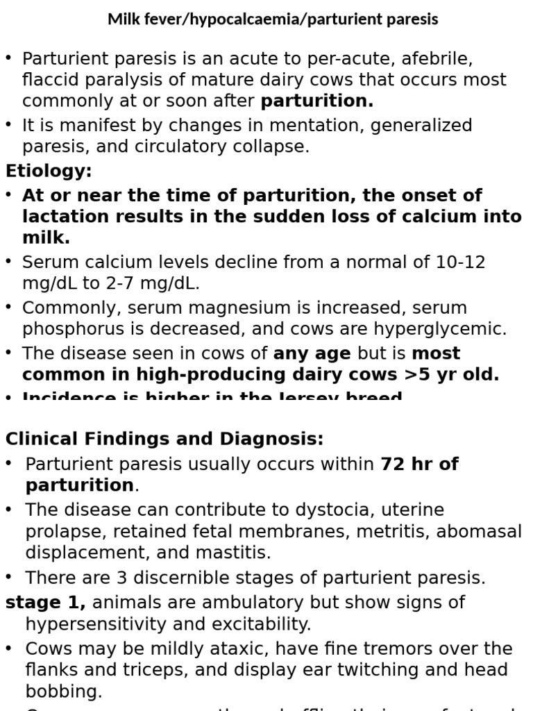 Understanding Parturient Paresis in Cows | PDF | Ketosis