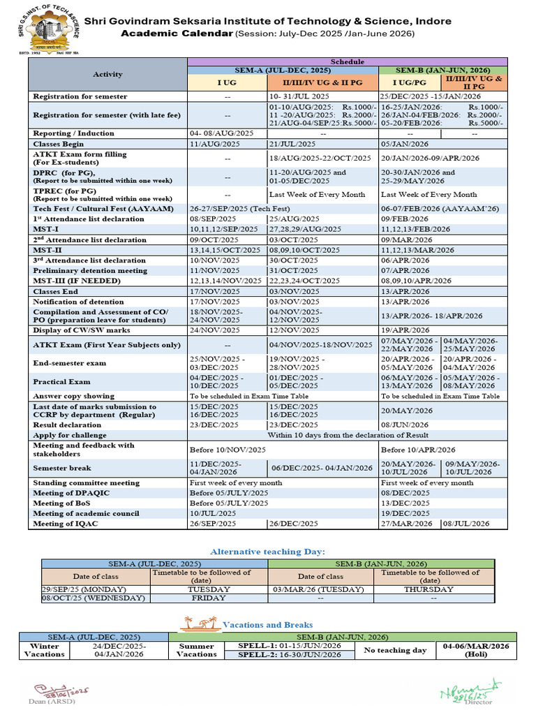 Academic Calendar 2025-2026 | PDF