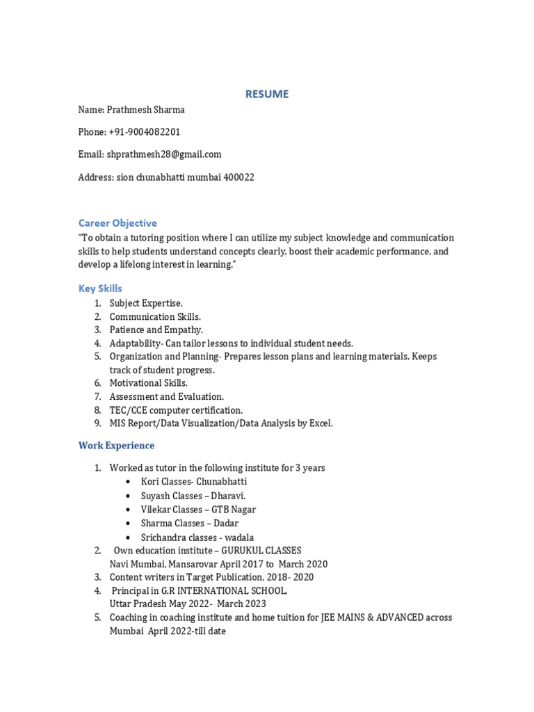 E. Resume | PDF